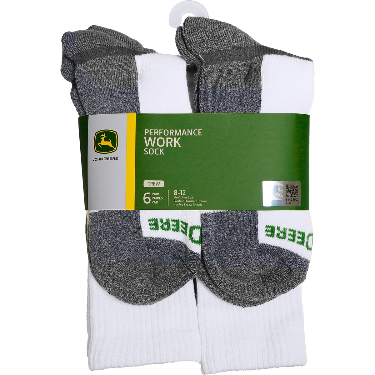 6 Pack White Crew Performance Work Sock | Shop.Deere.com